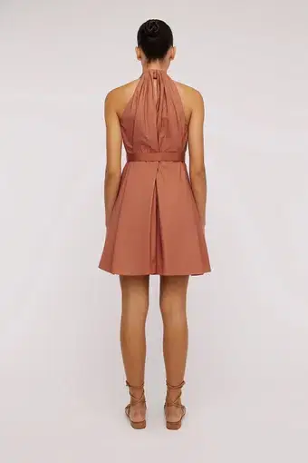Scanlan Theodore Parachute Strapping Mini Dress in Sienna Brown Size 8
