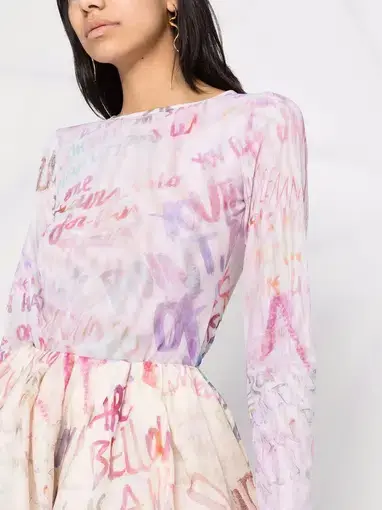 Zimmermann Dancer Gathered Mini Skirt and Bodysuit Ivory Graffiti Size