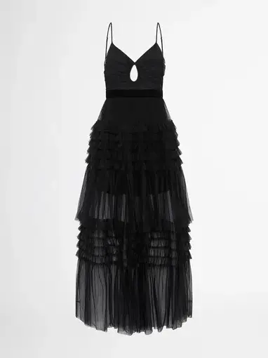 Sheike Phantom Mesh Maxi Dress Black Size 12 | The Volte