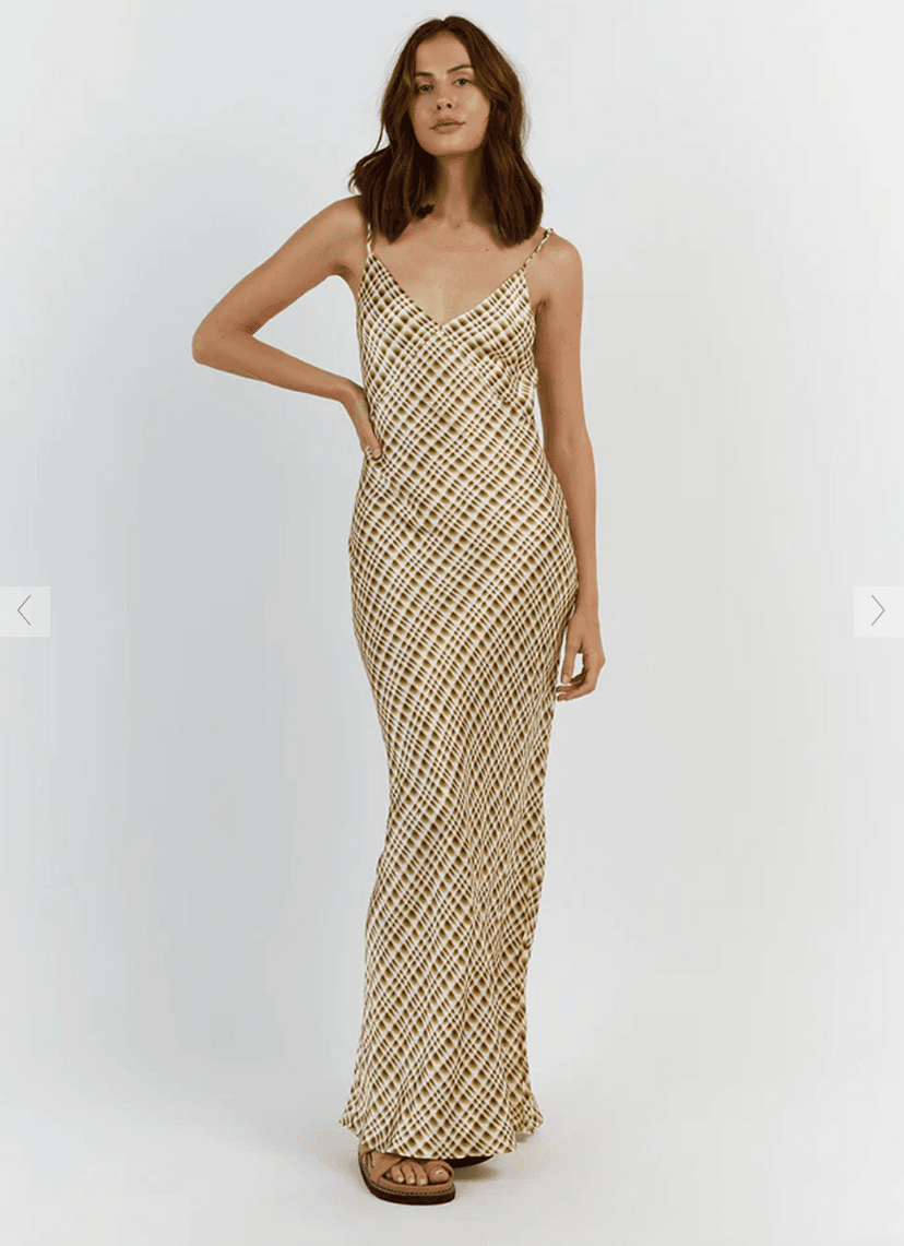 Dissh Dilan Dress + Shirt Set (Green Satin Midi Slip Dress + Overshirt ...