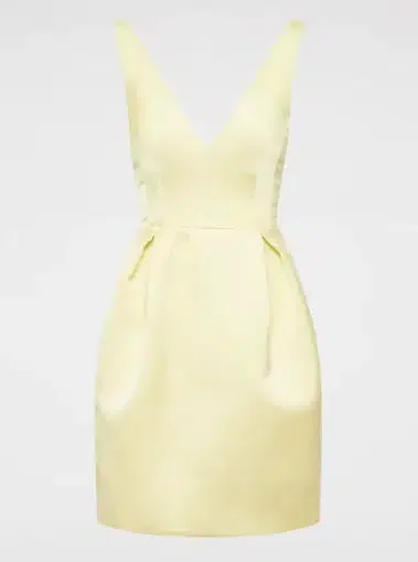 Scanlan Theodore Satin Mini Dress in Lemon Size 8 / S