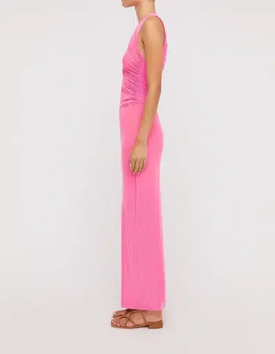 Scanlan Theodore Italian Mesh Gathered Dress Pink Size 6 / XS