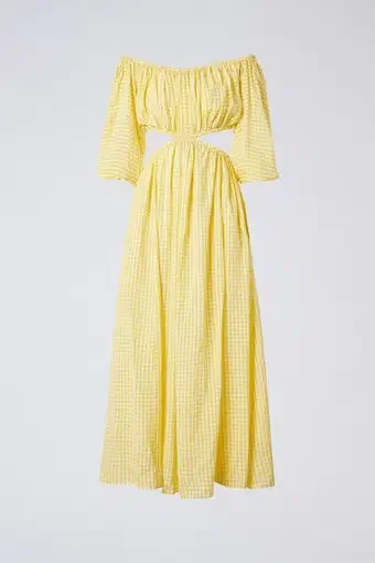 Scanlan Theodore Gingham Maxi Cut Out Dress Yellow Size 10