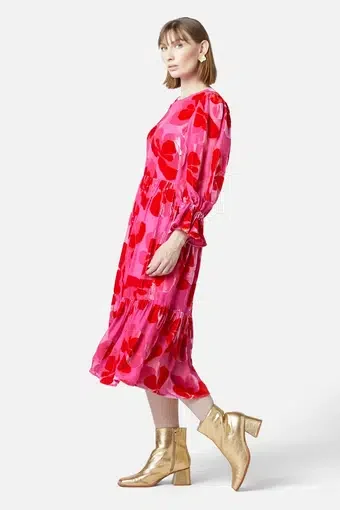 Gorman Pansy Devore Dress Maxi Pink Size AU 12